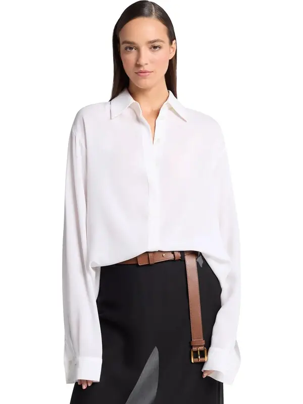 Michael Kors Silk Georgette Boyfriend Button-down Shirt - White