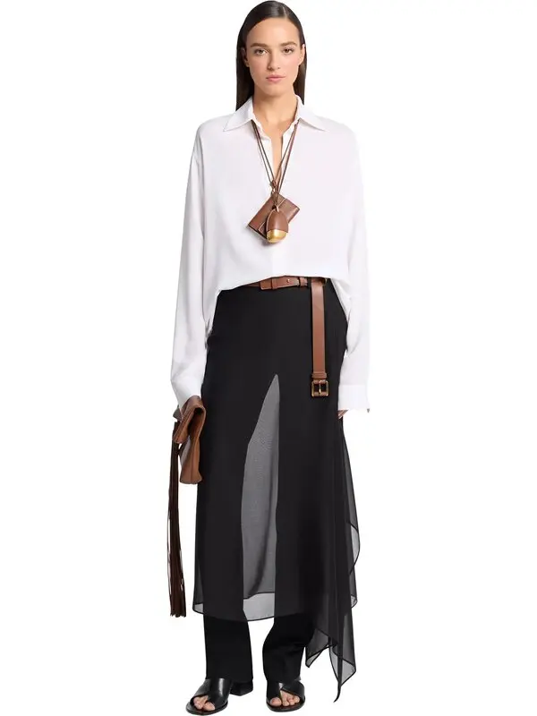 Michael Kors Tissue Wool Crepe And Silk Voile Veiled Trousers In Size By - Black