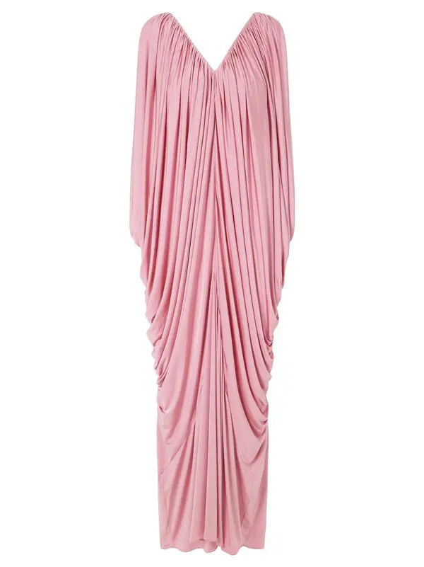 ABADIA Draped Stretch-jersey Maxi Dress - Pink