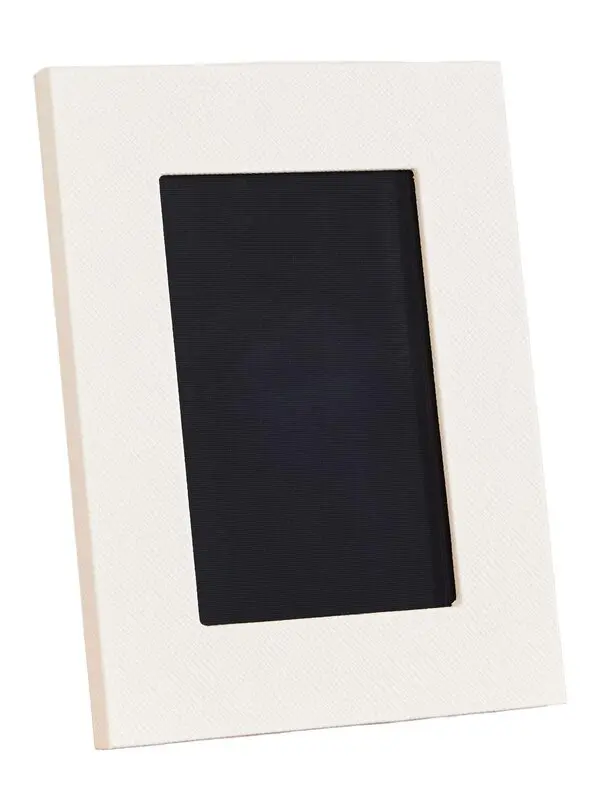 Smythson Panama Textured-leather Picture Frame - White