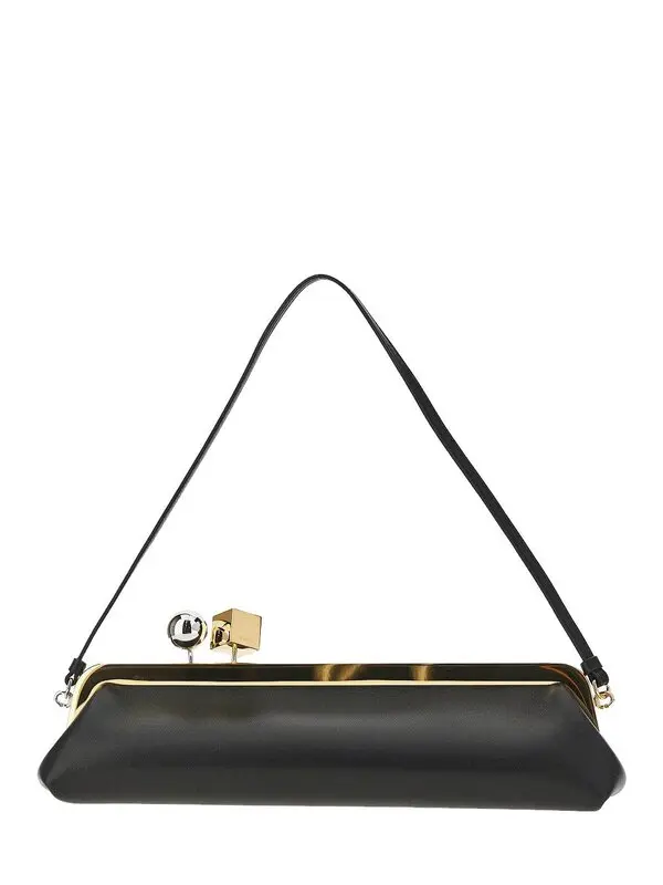 Jacquemus Nappa Leather Pouch With Geometric Details - Black