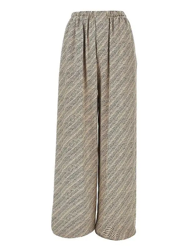 Balenciaga Monogram Print Wide Leg Pants - Beige