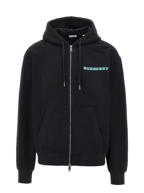 Burberry Heritage Logo Print Full-zip Hoodie - Black
