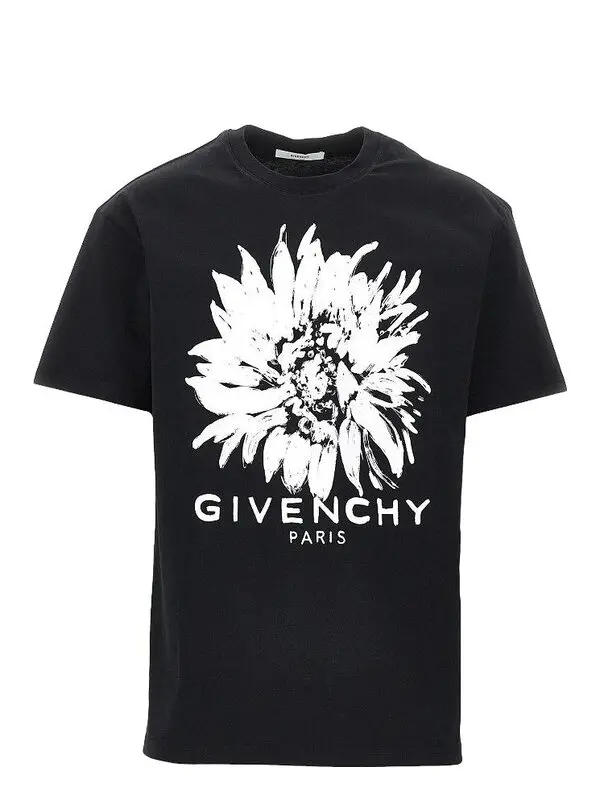 Givenchy Unflower Print T-hirt - Black