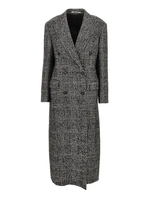 Tagliatore Prince Of Wales Long Coat - Black