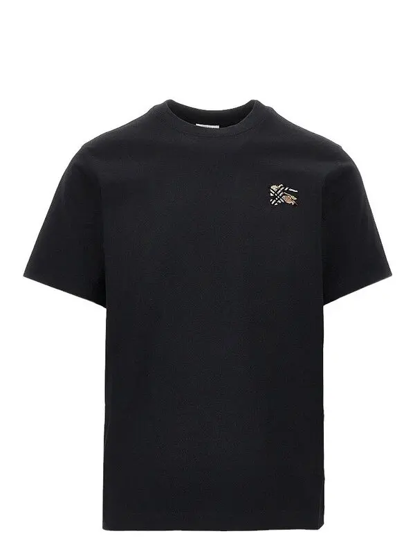 Burberry Flocked Ekd Motif T-hirt - Black