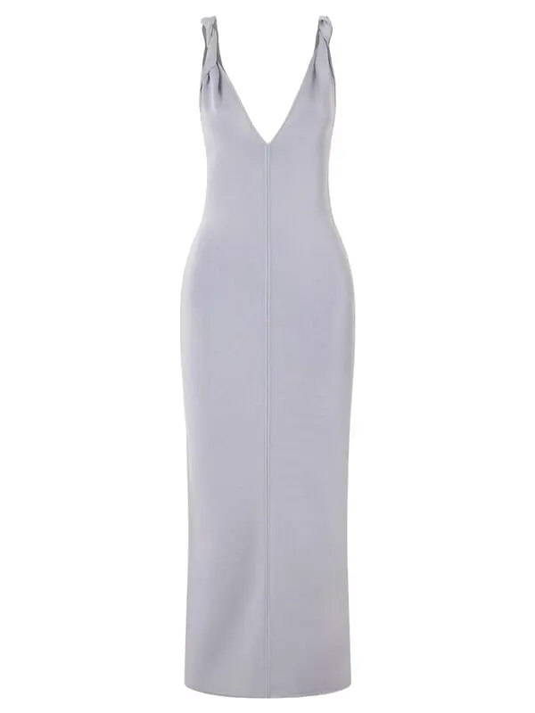 Galvan Twisted Tyra Stretch-knit Midi Dress - Gray