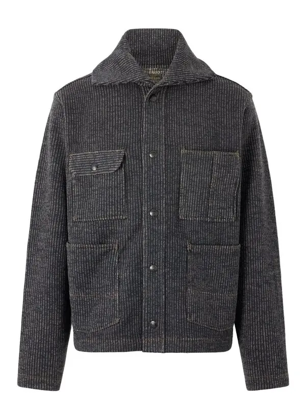 Ralph Lauren Striped Cotton-blend Fleece Jacket - Gray