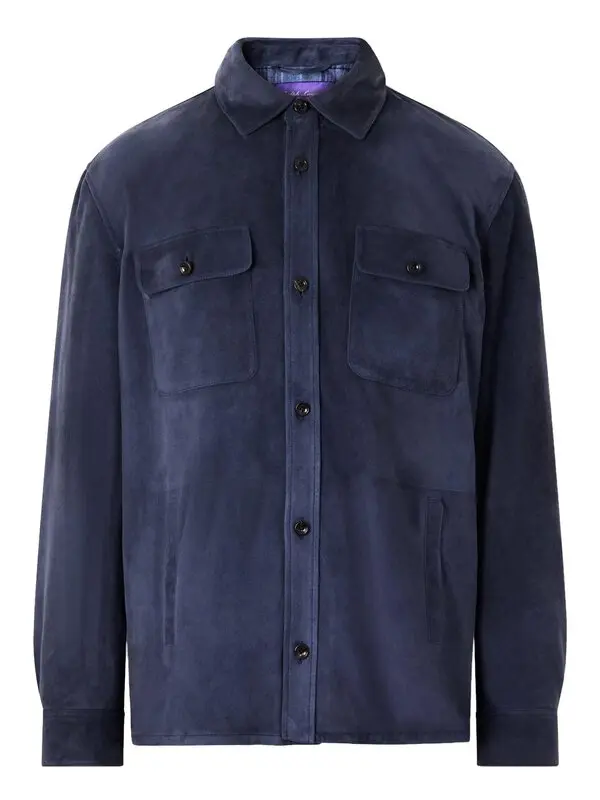 Ralph Lauren Purple Label Calloway Suede Jacket - Blue