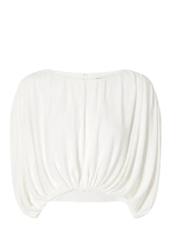 ABADIA Draped Stretch-jersey Blouse - White