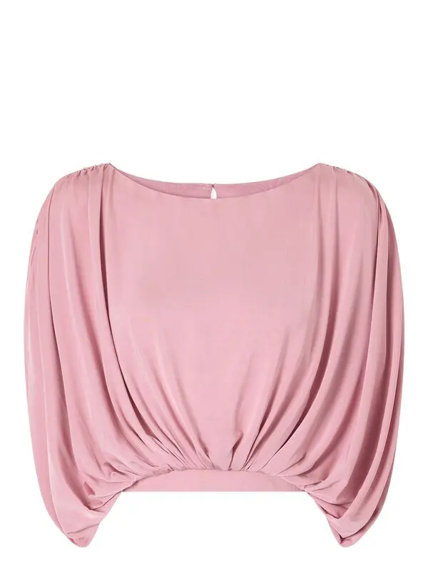 ABADIA Draped Stretch-jersey Blouse - Pink