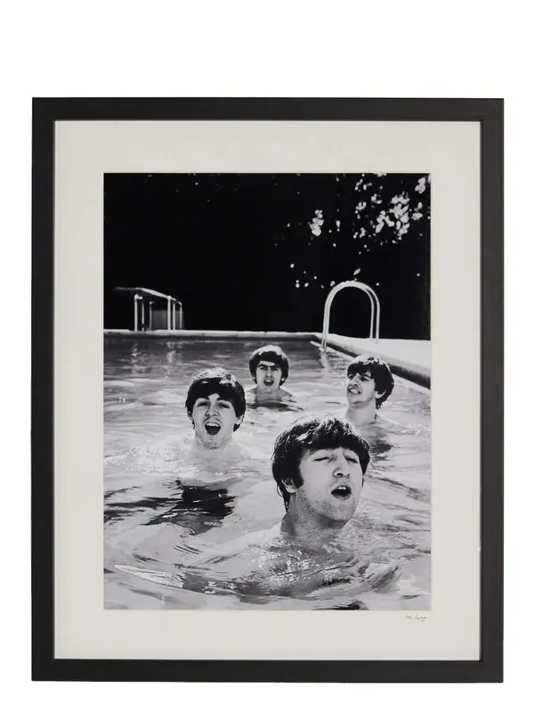 SONIC EDITIONS Framed 1964 Beatles Taking A Dip Print, 40" X 50 - Black