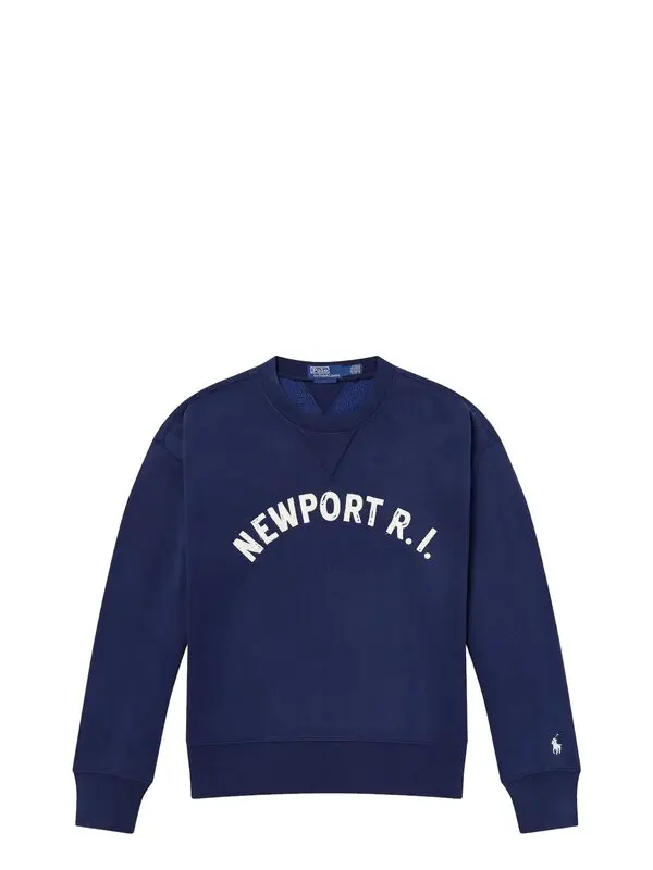 Polo Ralph Lauren Appliquéd Cotton-blend Jersey Sweatshirt - Blue