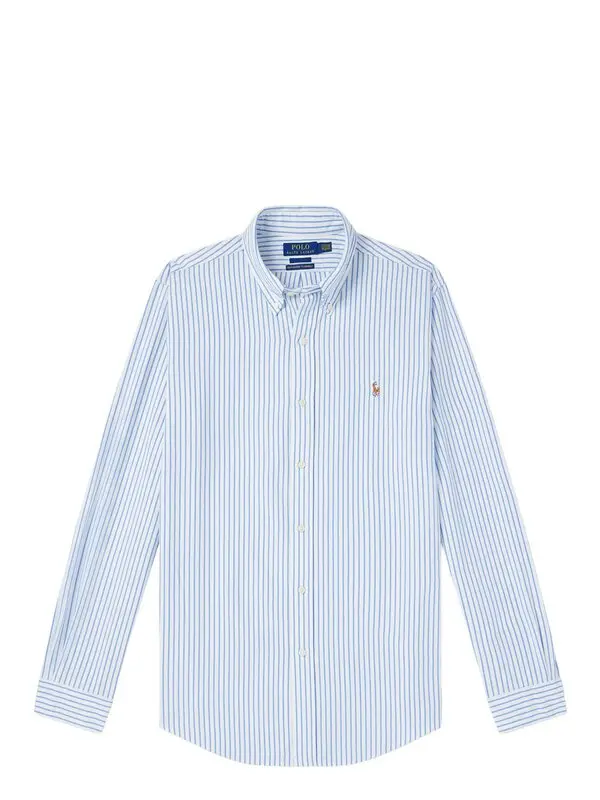 Polo Ralph Lauren Logo-embroidered Striped Cotton Oxford Shirt - Blue
