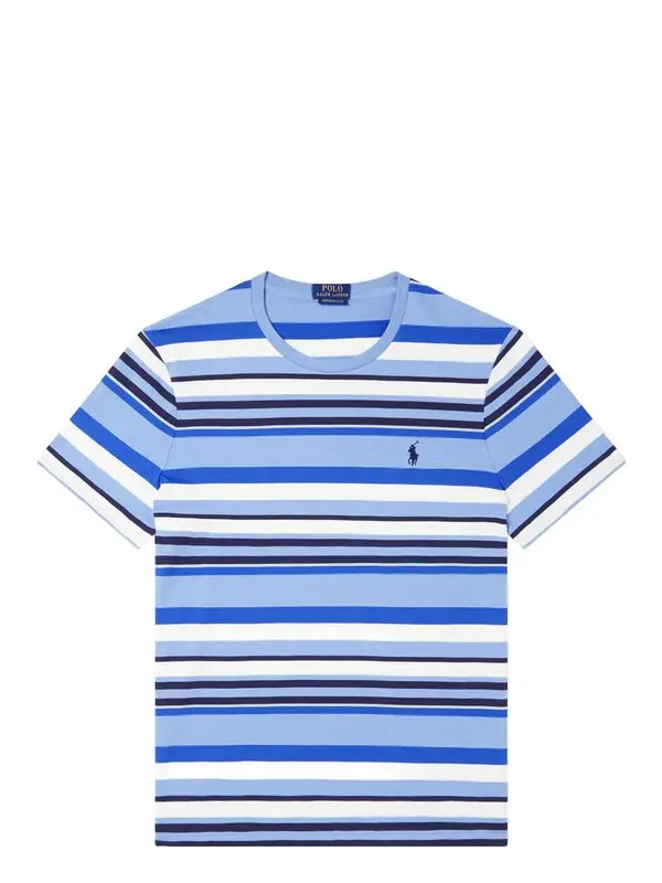 Polo Ralph Lauren Logo-embroidered Striped Cotton-jersey T-shirt - Blue