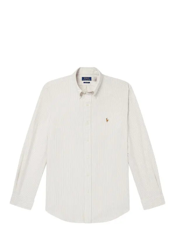 Polo Ralph Lauren Logo-embroidered Striped Cotton Oxford Shirt - White