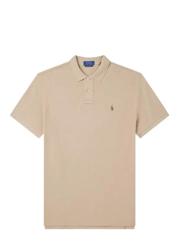 Polo Ralph Lauren Logo-embroidered Cotton-piqué Polo Shirt - Neutrals