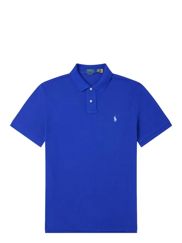 Polo Ralph Lauren Logo-embroidered Cotton-pique Polo Shirt - Blue