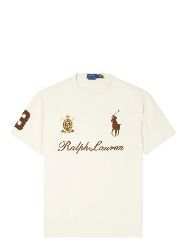 Polo Ralph Lauren Logo-embroidered Cotton T-shirt - Neutrals