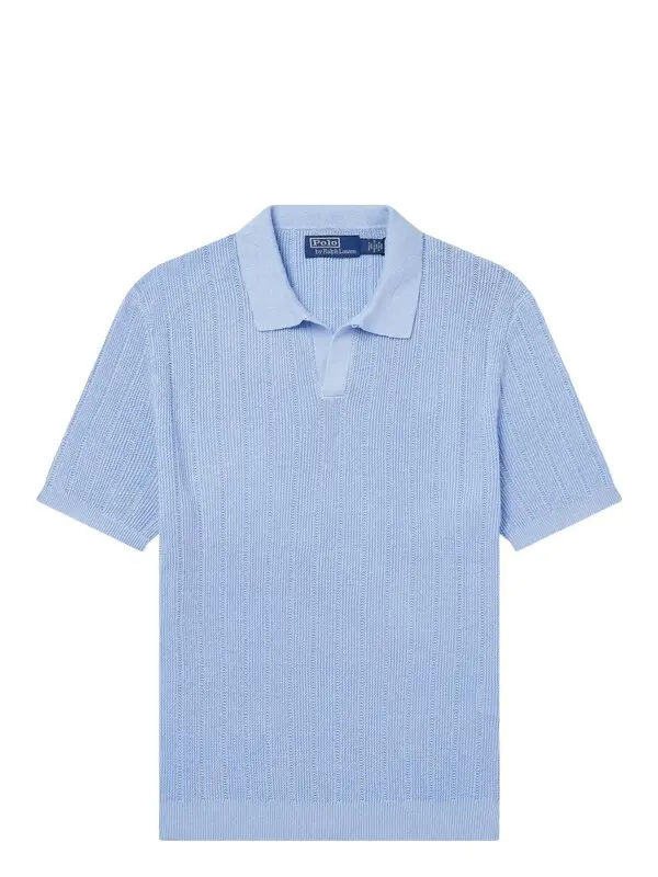 Polo Ralph Lauren Ribbed Linen Polo Shirt - Blue