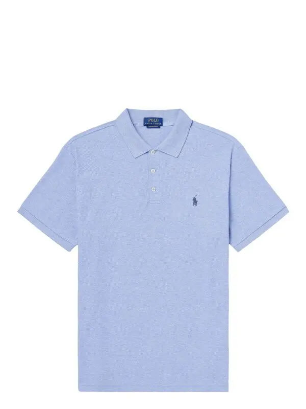 Polo Ralph Lauren Logo-embroidered Waffle-knit Cotton Polo Shirt - Blue