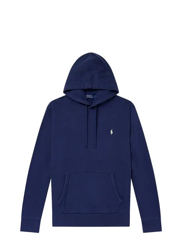 Polo Ralph Lauren Logo-embroidered Cotton-jersey Hoodie - Blue