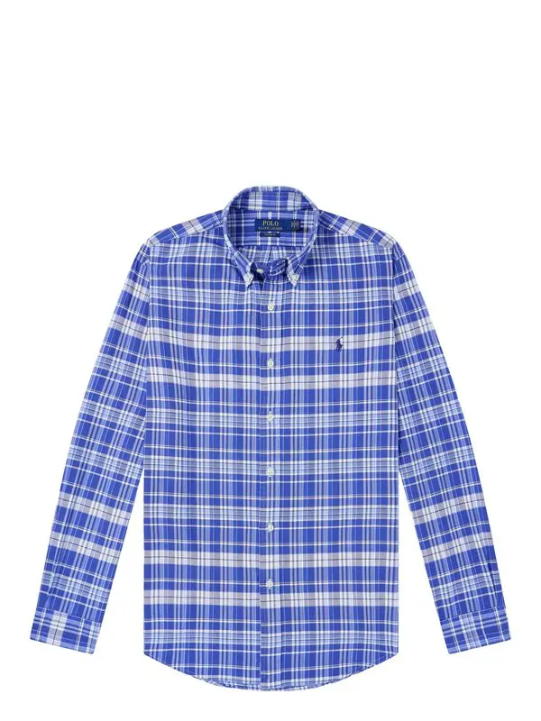 Polo Ralph Lauren Logo-embroidered Checked Cotton Shirt - Blue