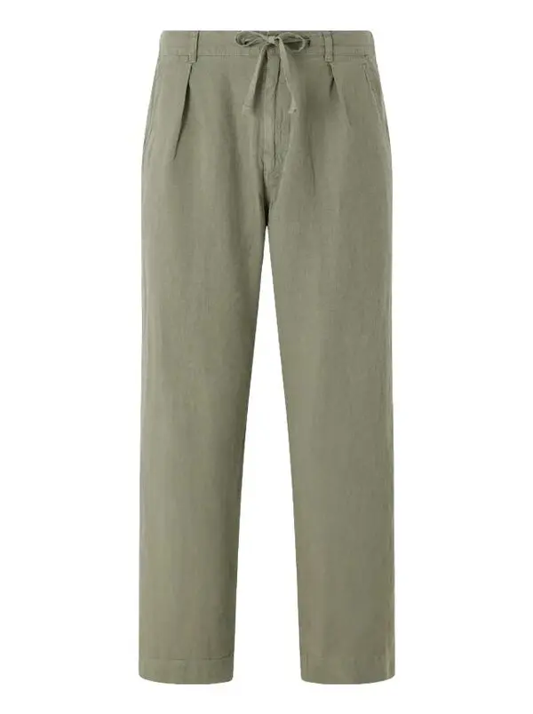 Polo Ralph Lauren The Lateef Straight-leg Pleated Linen Drawstring Trousers - Green