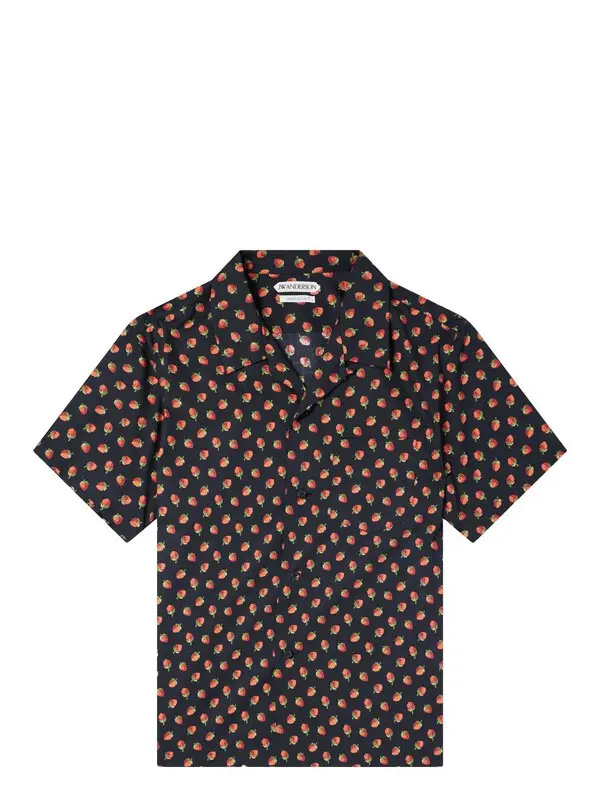 JW Anderson Camp-collar Printed Cotton Shirt - Black