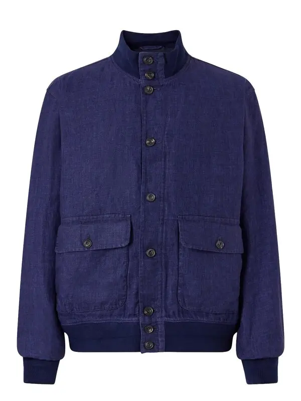 Polo Ralph Lauren Linen Herringbone Blouson Jacket - Blue