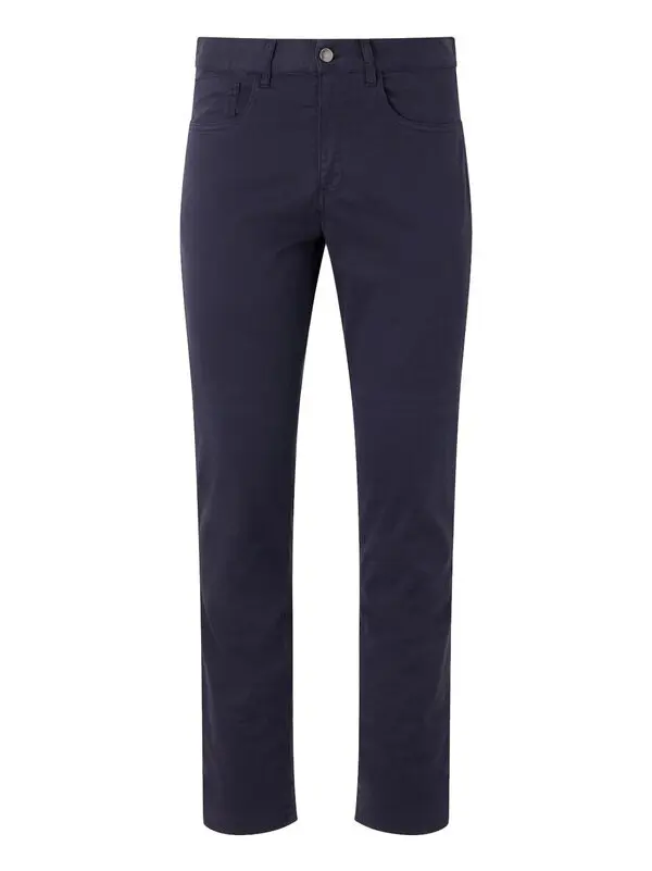 Canali Tapered Stretch Cotton-twill Trousers - Blue