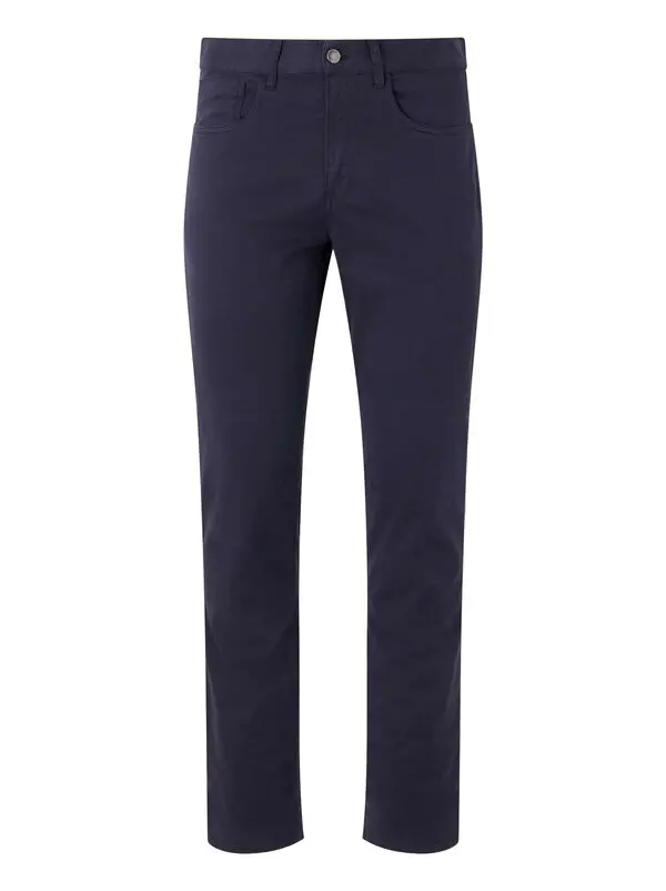 Canali Tapered Stretch Cotton-twill Trousers - Navy