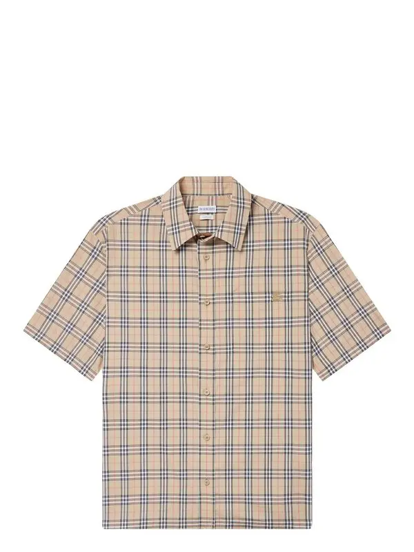 Burberry Checked Cotton-poplin Shirt - Neutrals