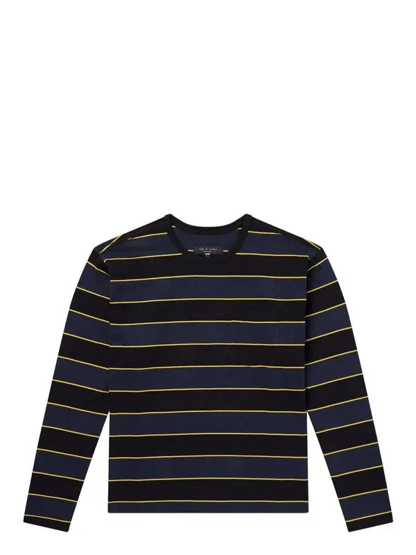 Rag & Bone Striped Cotton-jersey T-shirt - Blue
