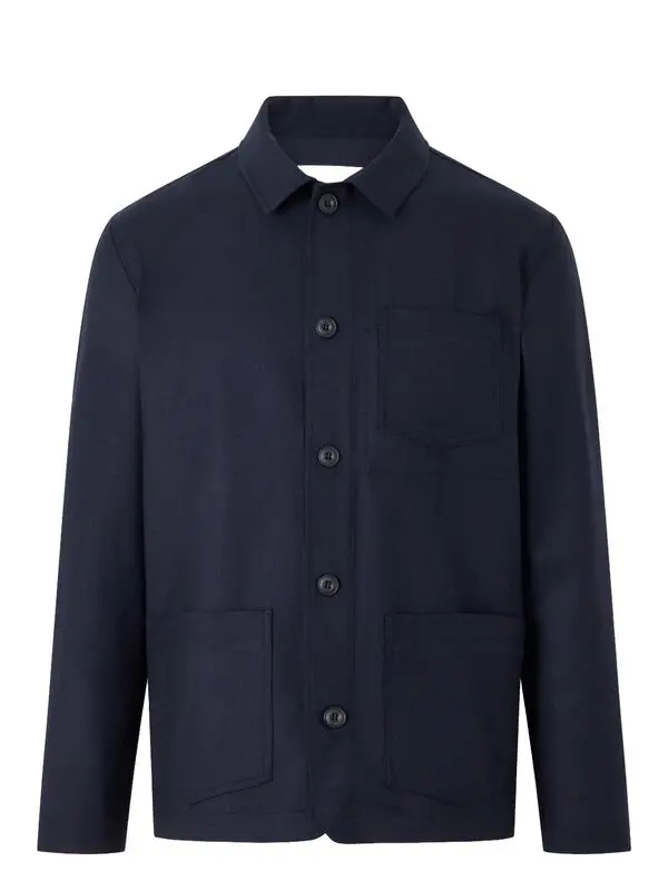 Altea Pablo Wool-blend Flannel Overshirt - Blue