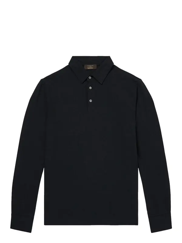 SLOWEAR Slim-fit Icecotton Piqué Polo Shirt - Black
