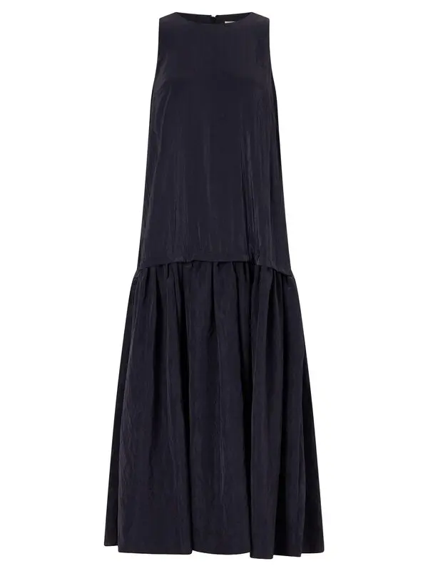 LA LIGNE Cornelia Pleated Crinkled Shell Midi Dress - Black