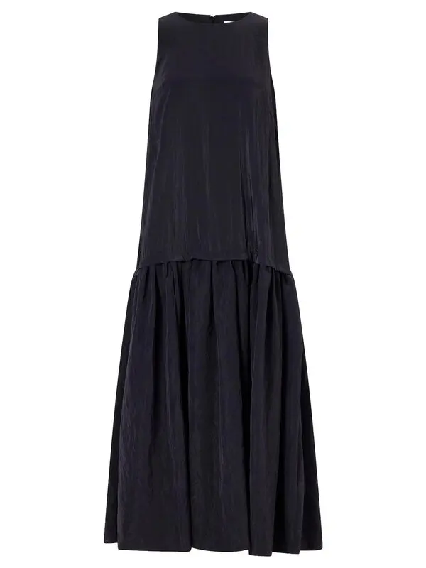 LA LIGNE Cornelia Pleated Crinkled Shell Midi Dress - Black