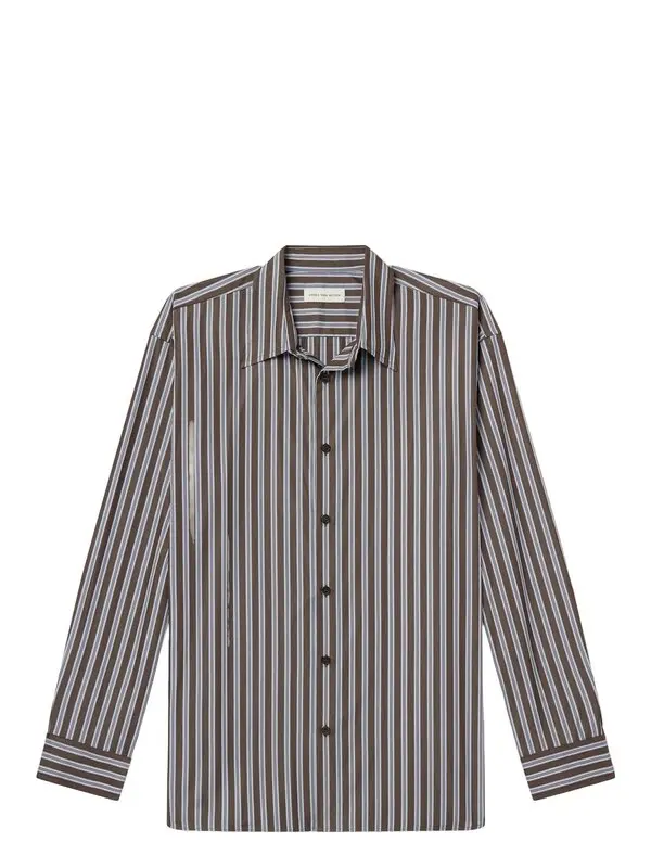 Dries Van Noten Croom Striped Cotton-poplin Shirt - Brown