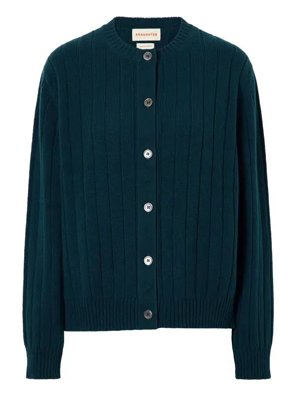 &daughter Daughter Rooney Ribbed Wool Cardigan - Green