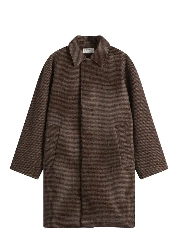 Universal Works Wool Tweed Mix Stan Coat - Navy/brown