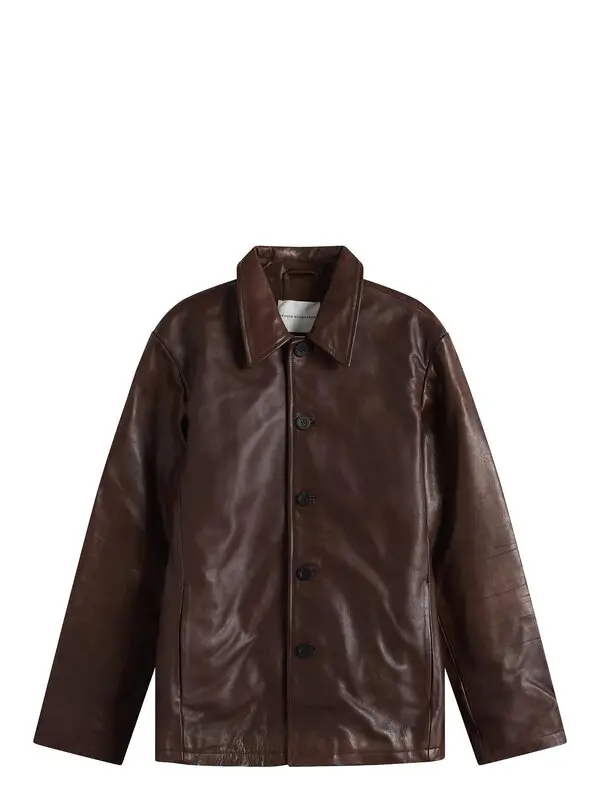 Studio Nicholson Landau Slim Fit Leather Jacket - Chestnut