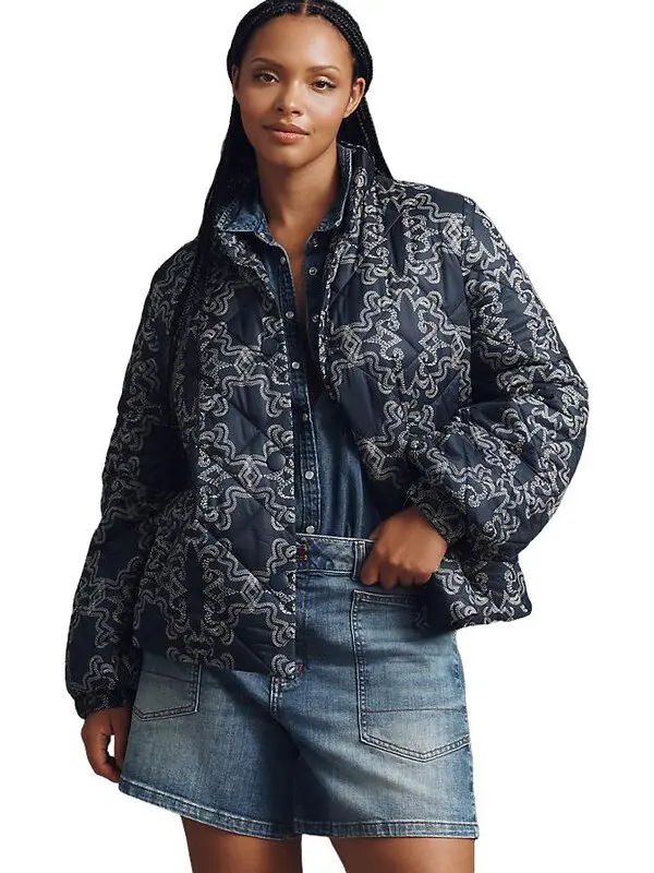 HUTCH Griffith Plus Coat Jacket - Blue Pattern