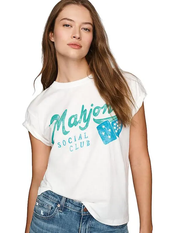 LETLUV 100% Cotton Mahjong Graphic Tee - Ivory