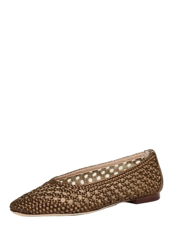 Veronica Beard Cienna Woven Pointed Toe Flats - Chestnut