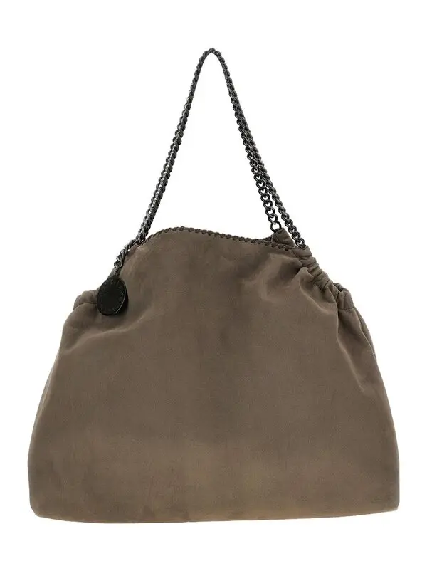 Stella McCartney Falabella Drawstring Handbag In Alter Suede - Grey