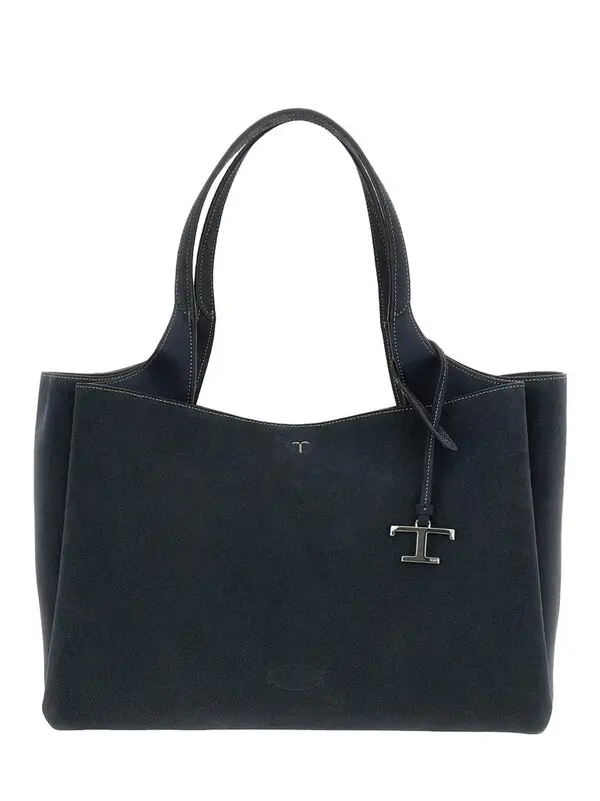 TOD'S Borsa Apa 2 Manici Media Con Pendente - Blu