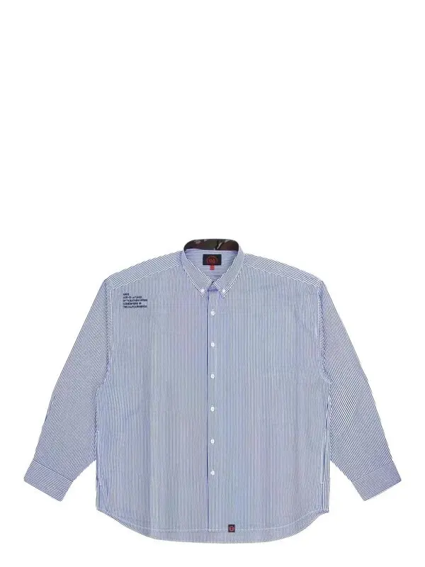 AAPE BY *A BATHING APE Stripe-print Logo-embroidered Shirt - Blue