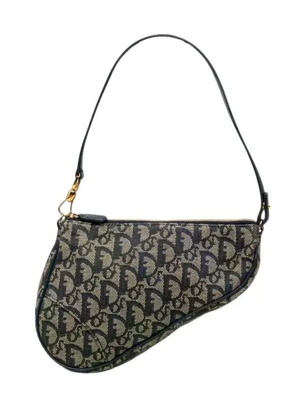 Dior 2001 Mini Diorissimo Canvas Saddle Pochette Shoulder Bag - Blue
