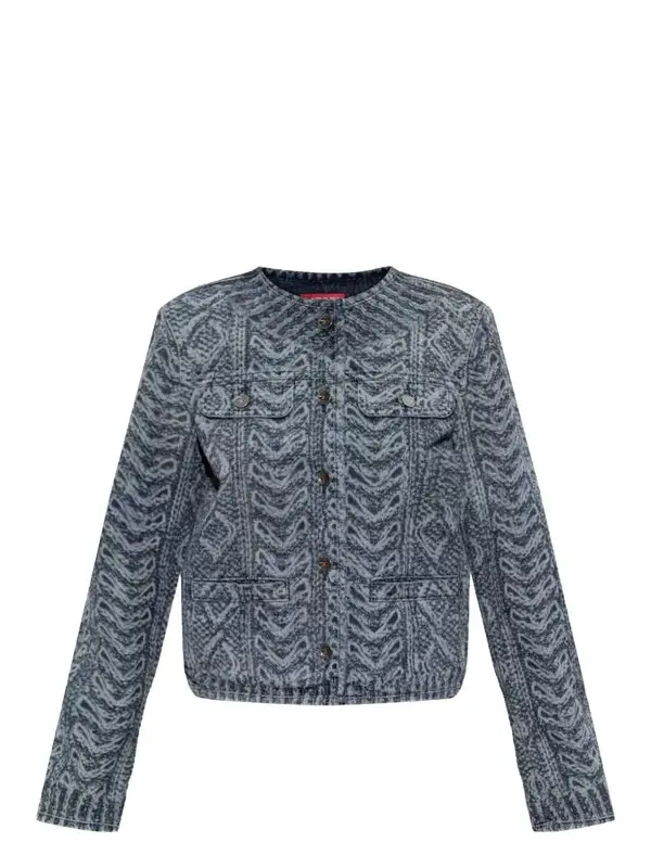 DIESEL® Graphic-print Collarless Jacket - Blue